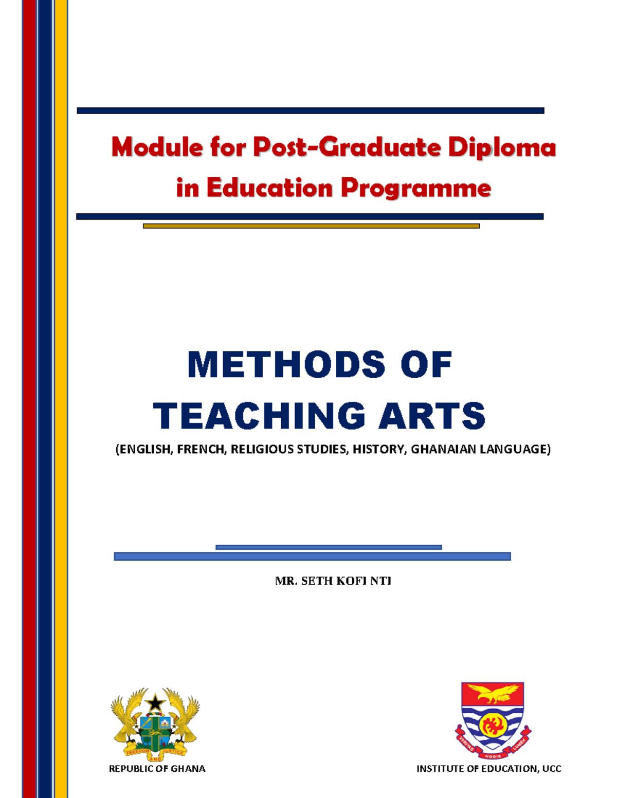 PGDE - Methods OF Teaching ARTS - i Module for Post-Graduate Diploma in ...
