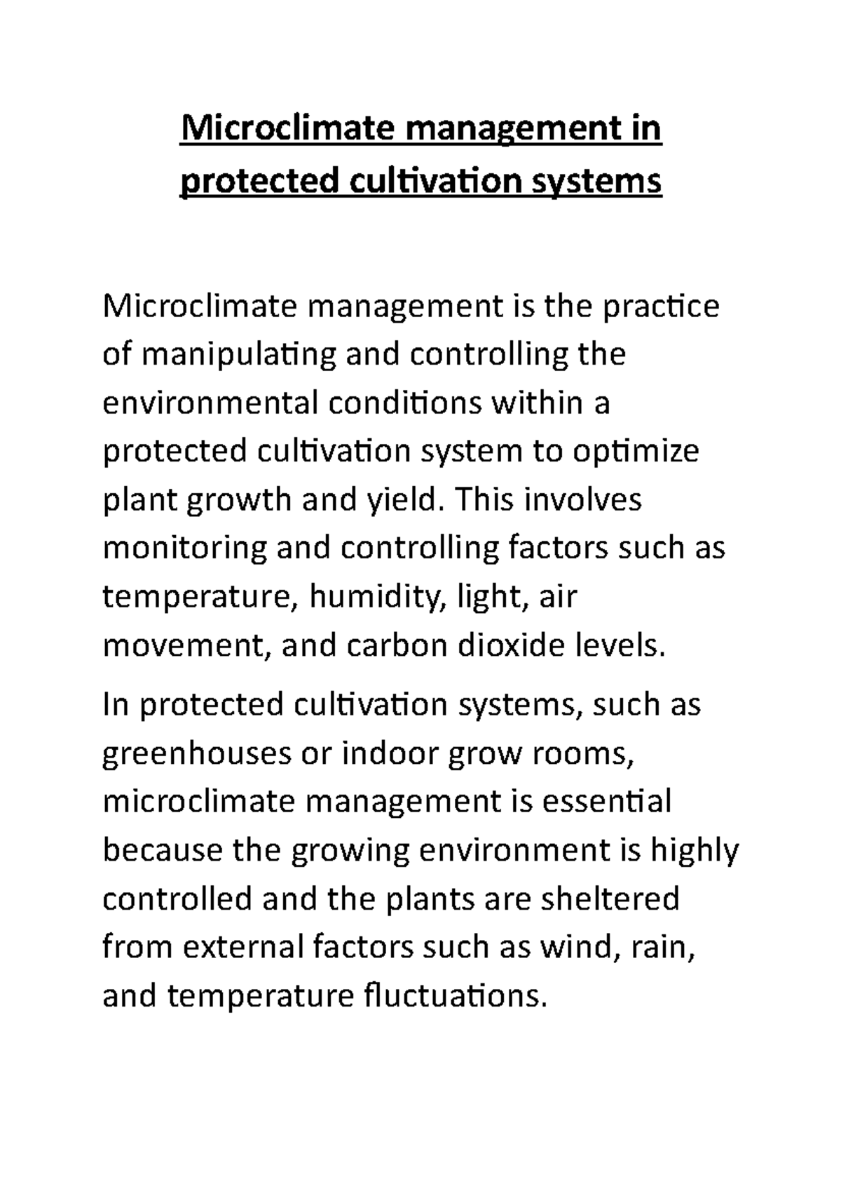 Microclimate management in protected cultivation systems - Microclimate ...