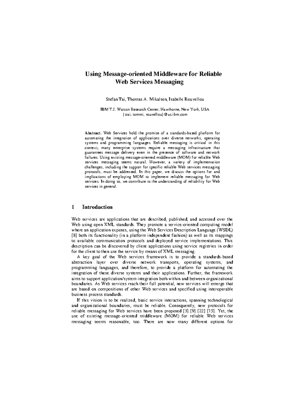 Asynchronous Messaging Using Message Oriented Middleware Using Message Oriented Middleware For