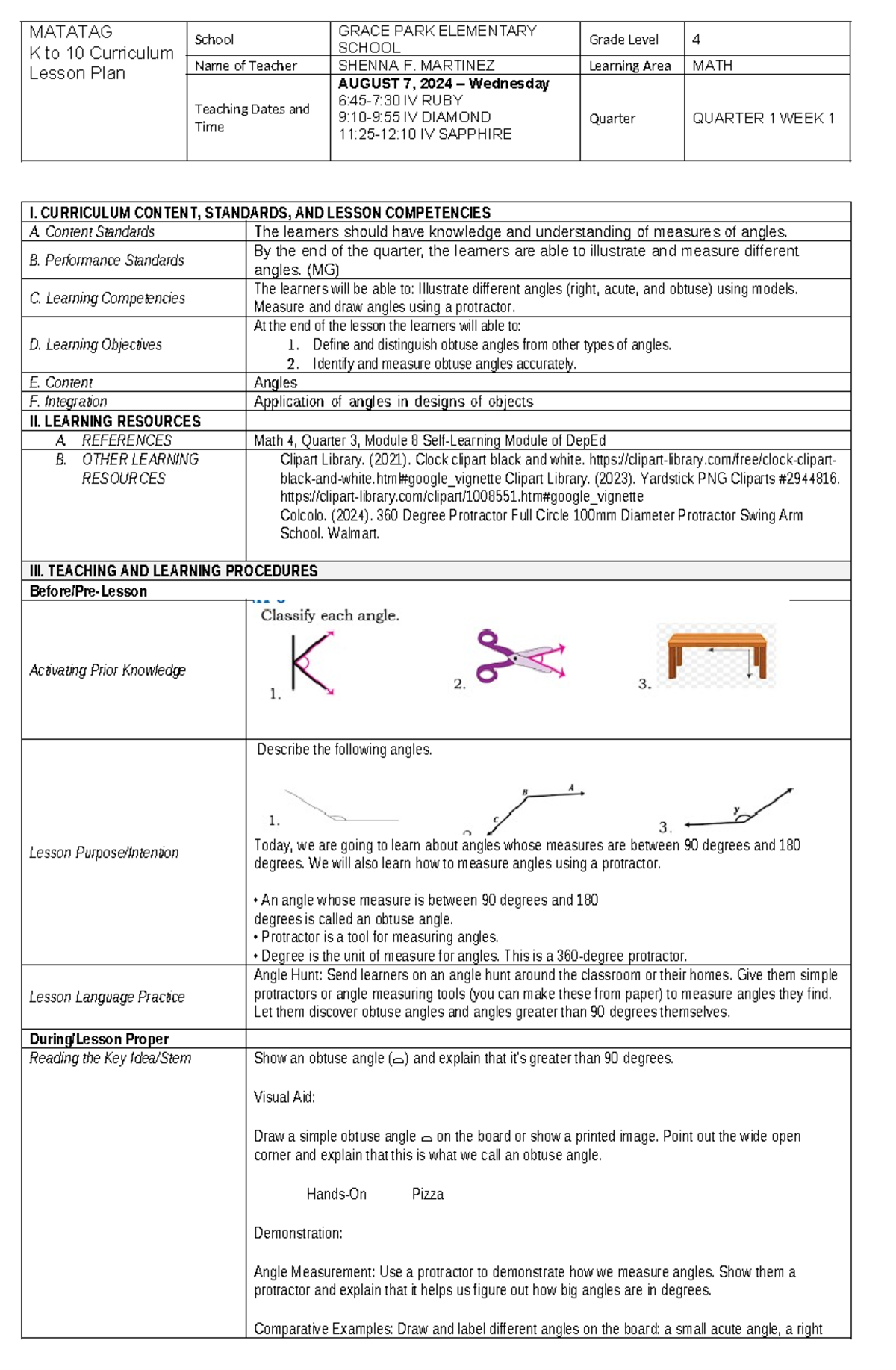 Q1 W1 D3 MATH - LESSON EXEMPLAR - MATATAG K to 10 Curriculum Lesson ...