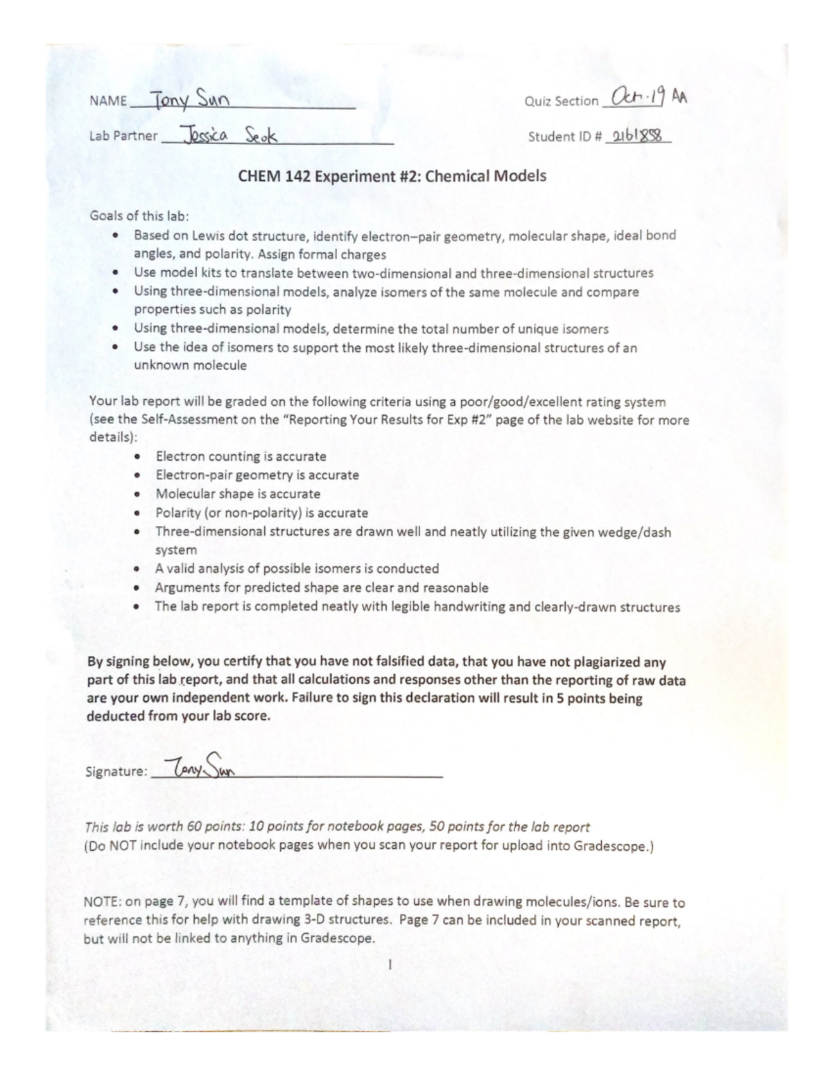 Lab 2 notes TA notes assignment - CHEM 142 - Studocu