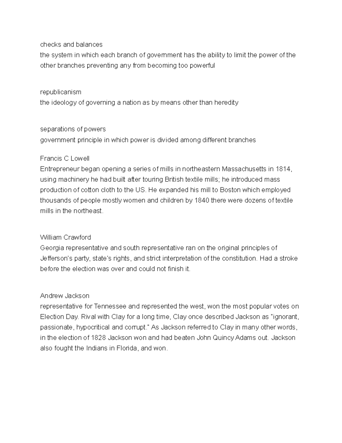 Honor notes - checks and balances the system in which each branch of ...