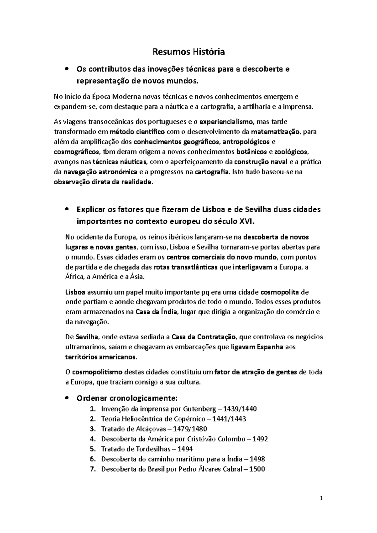 Resumos História 5 - Os contributos das inovações técnicas para a ...