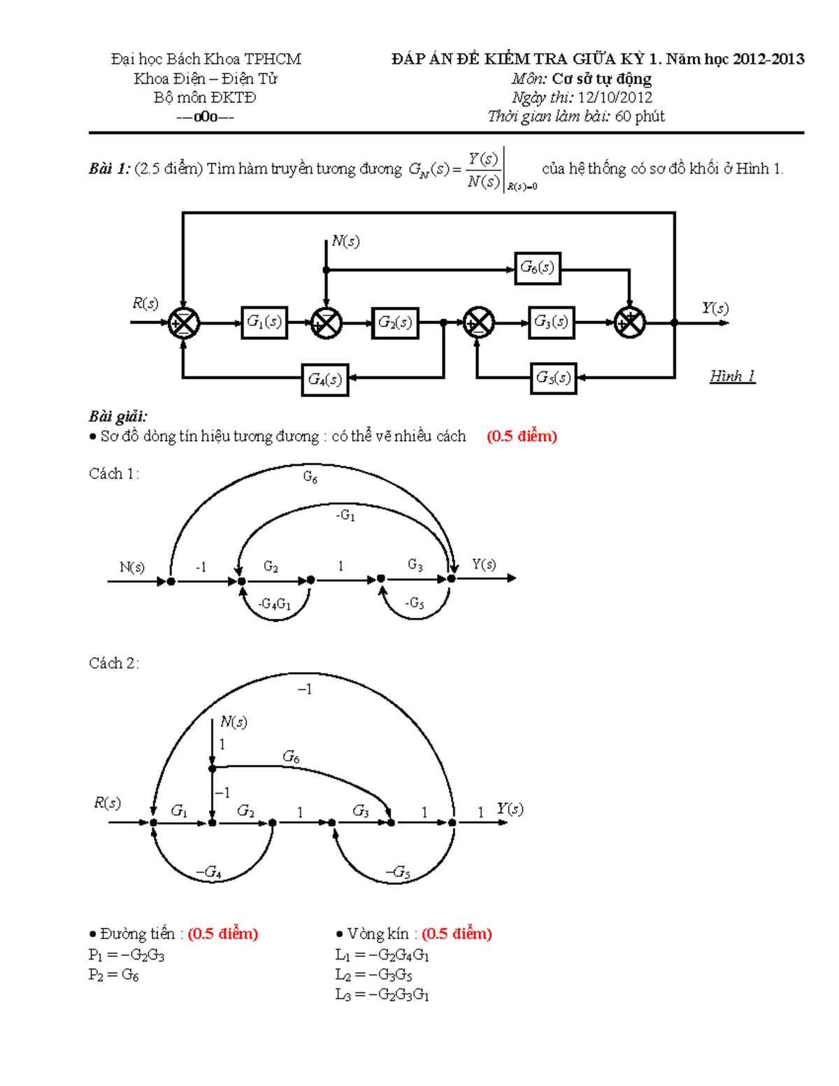 Đề + ĐA Csdktd GK1 12 13 - Đề + đáp án cơ sở điện tử công suất 2012 2013 - Đại học B·ch Khoa ...