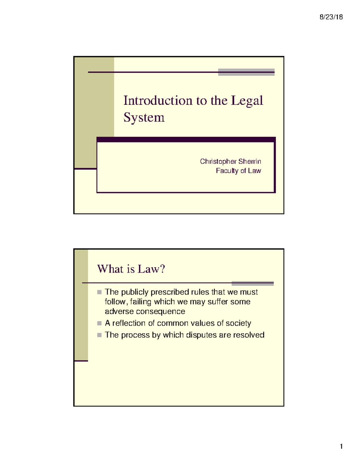 Introduction to the Legal System Law 101-2 - Introduction to the Legal ...