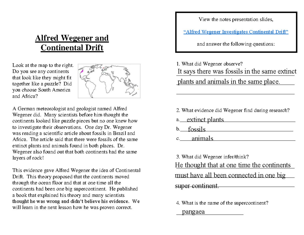 Aa Darius Winston - Alfred Wegener and Continental Drift - Alfred ...