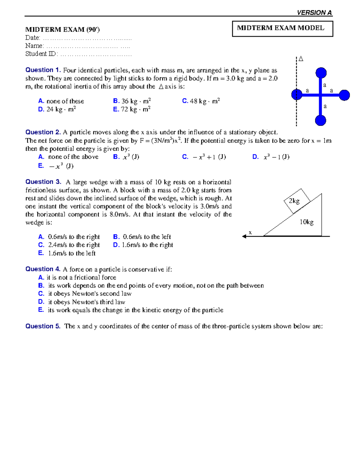 Midterm-EXAM- Model - Practice on midterm test - VERSION A MIDTERM EXAM ...