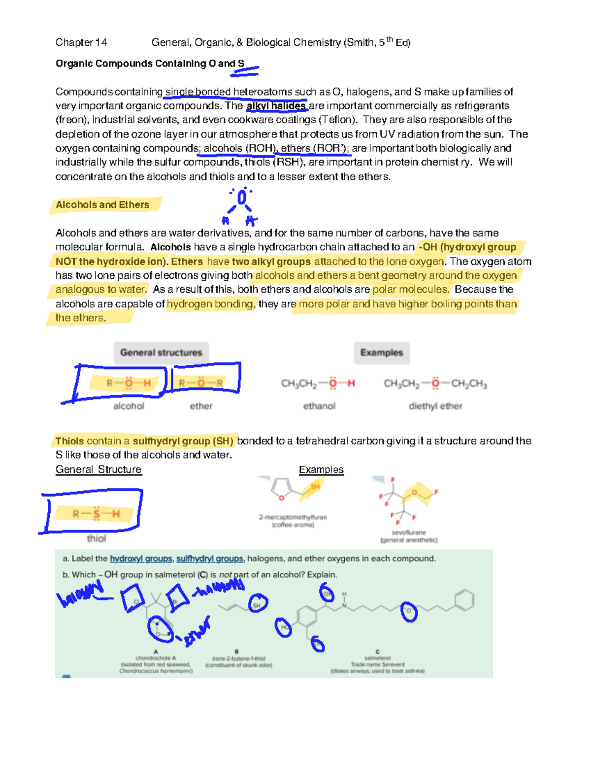 Smith Chapter 14-1 - Organic Compounds Containing O and S Compounds ...