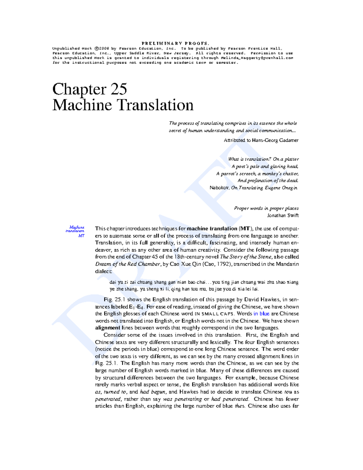 M5 Machine Translation - DRAFT P R E L I M I N A R Y P R O O F S ...