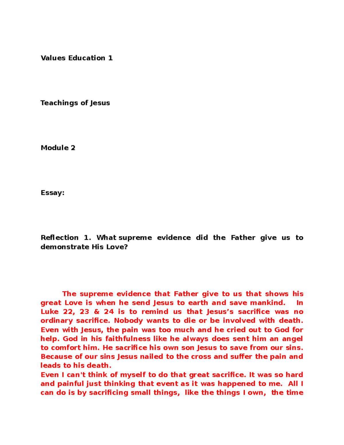 Val ed mod2 - Vad ed mod 2 - Values Education 1 Teachings of Jesus ...