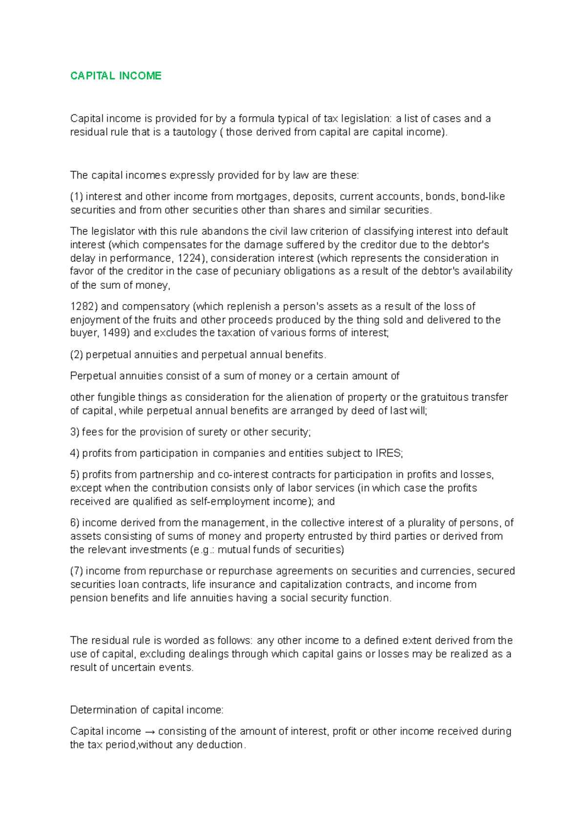 Capital Income 3 - Principles of tax law - CAPITAL INCOME Capital ...