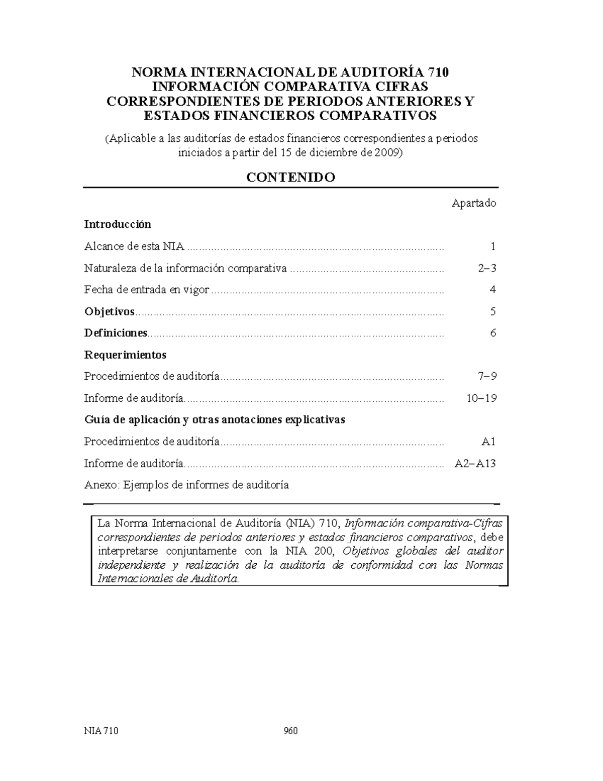 NIAS 710 y 720 - NIAS - NIA 710 960 NORMA INTERNACIONAL DE AUDITORÍA ...