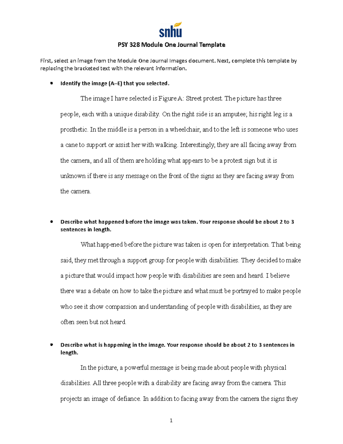 PSY 328 Module One Journal Template - PSY 328 Module One Journal ...