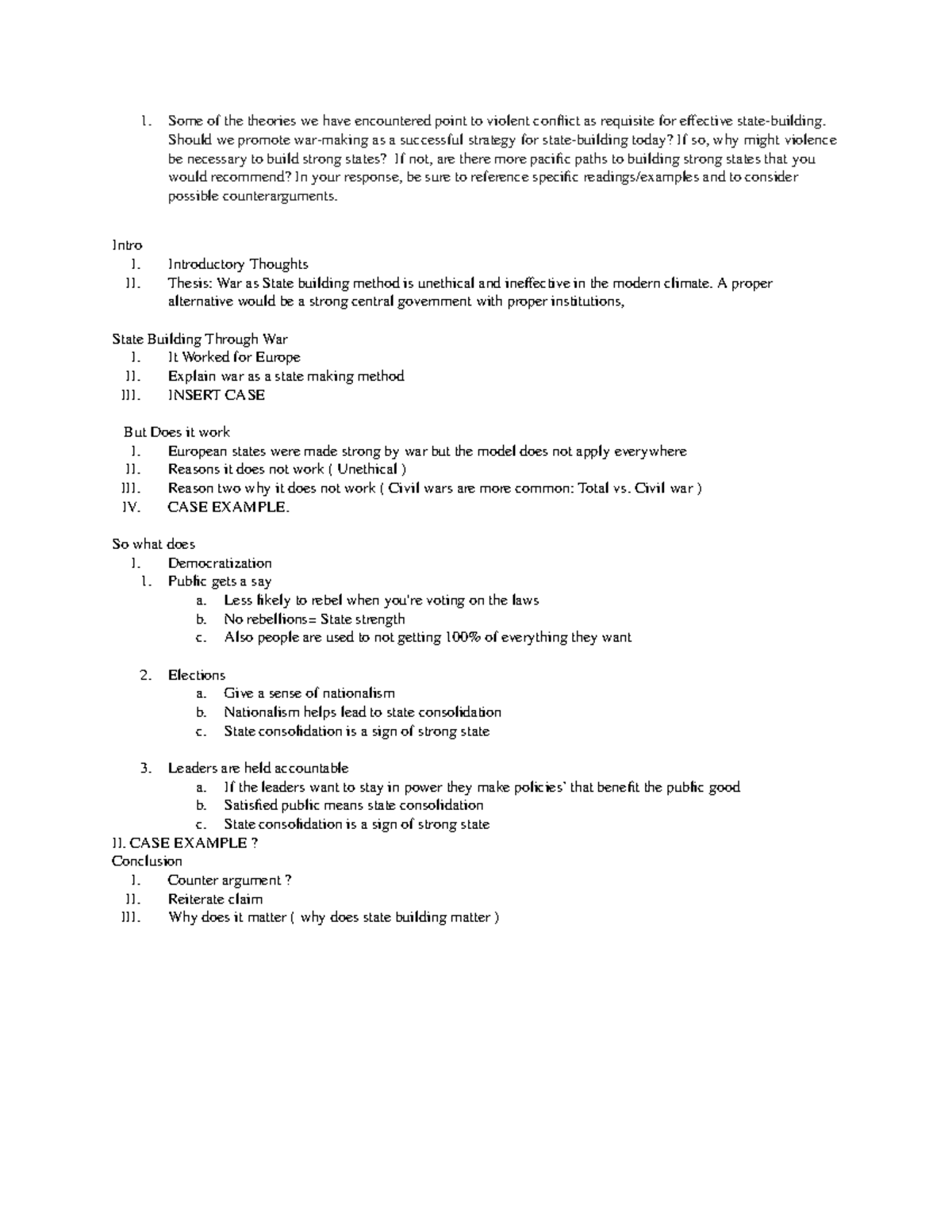 Poli 130 outline - Some of the theories we have encountered point to ...