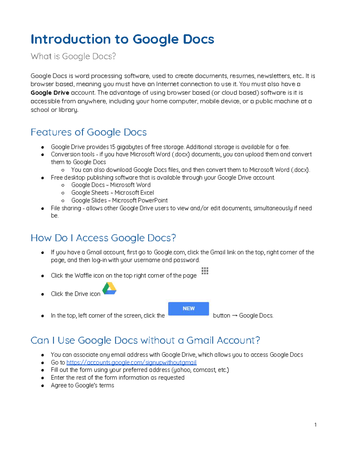 Google-Docs-notes - Introduction to Google Docs What is Google Docs ...