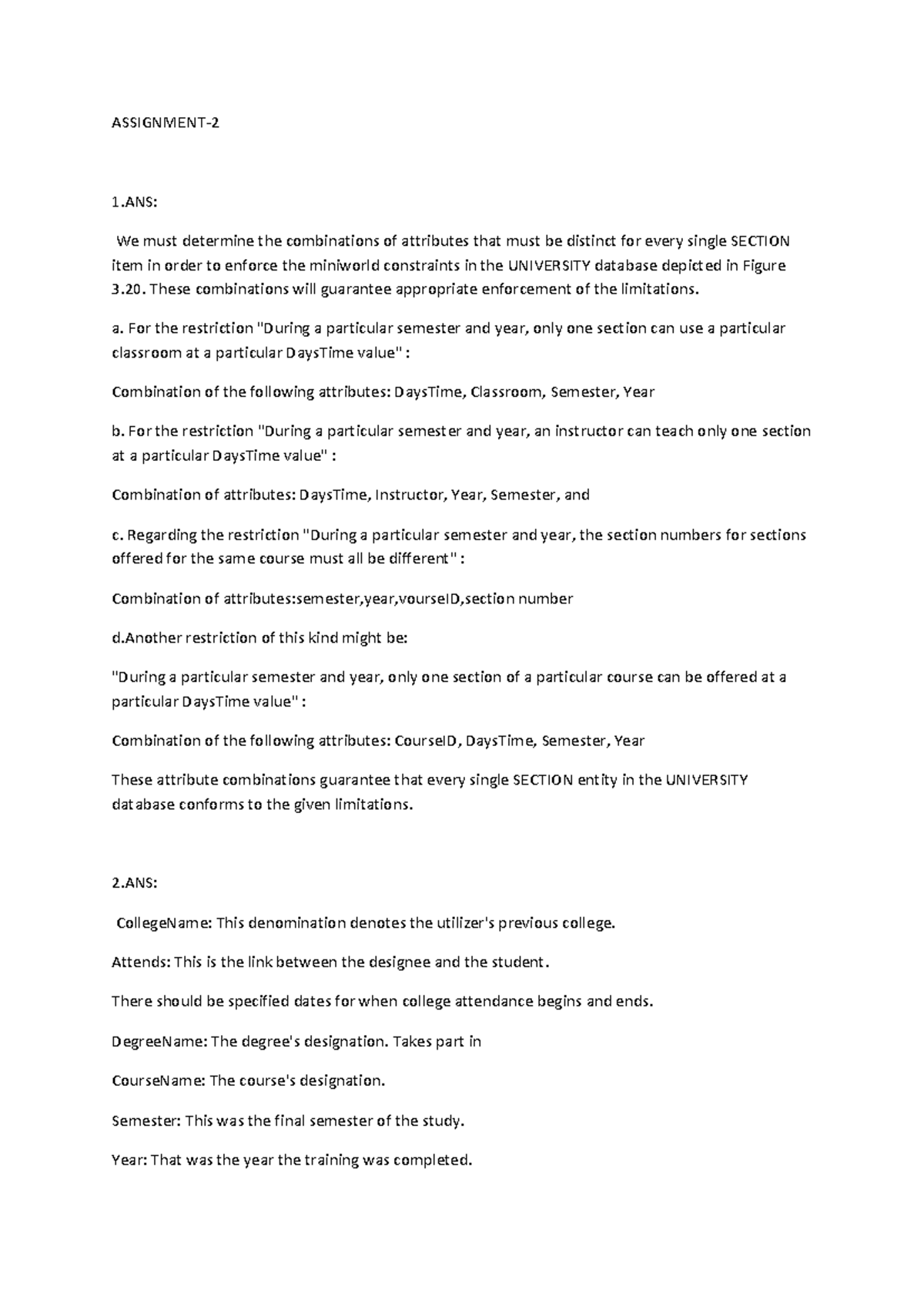 Dbms Assignment 2 Data Base Management Systems Assignment 1 We Must Determine The 4011