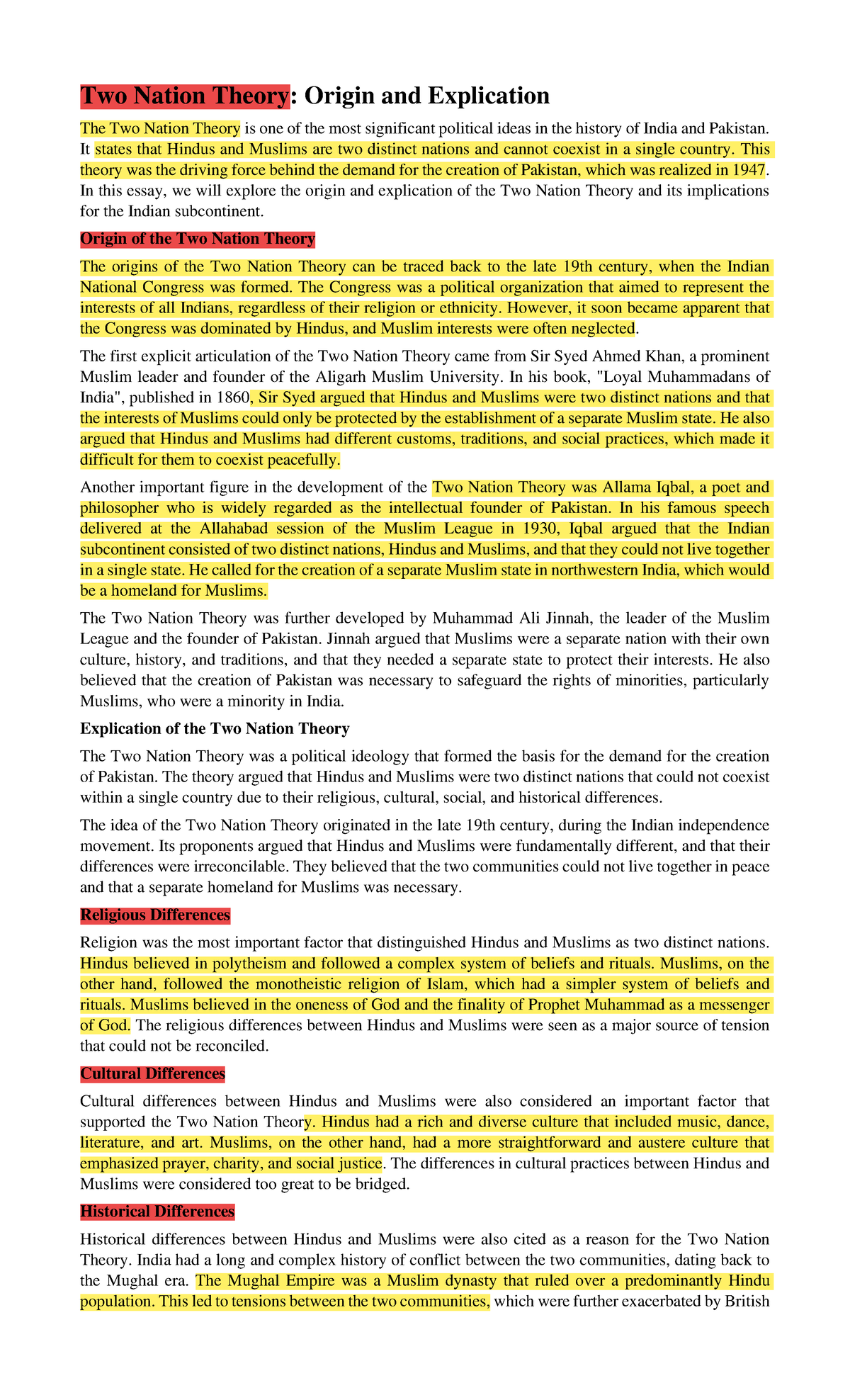 2- Two Nation Theory - Two Nation Theory: Origin and Explication The ...