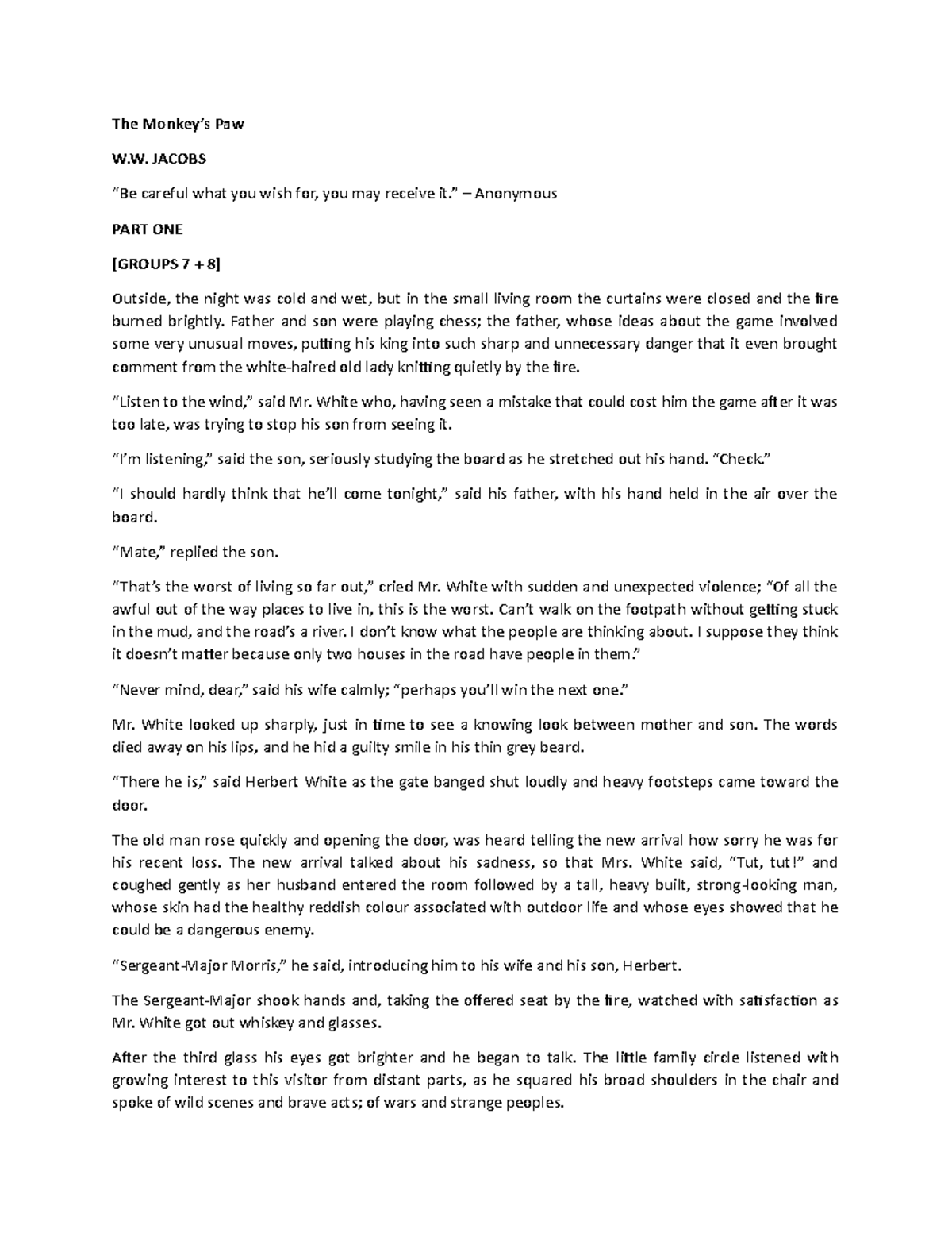 The Monkey'S Paw - The Monkey'S Paw - Monkey - The Monkey’s Paw W ...