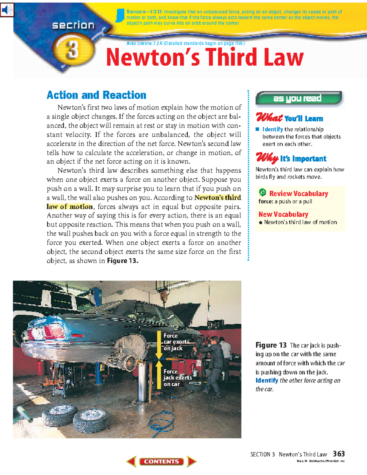 Third law - SECTION 3 Newton’s Third Law 363 Action and Reaction Newton ...