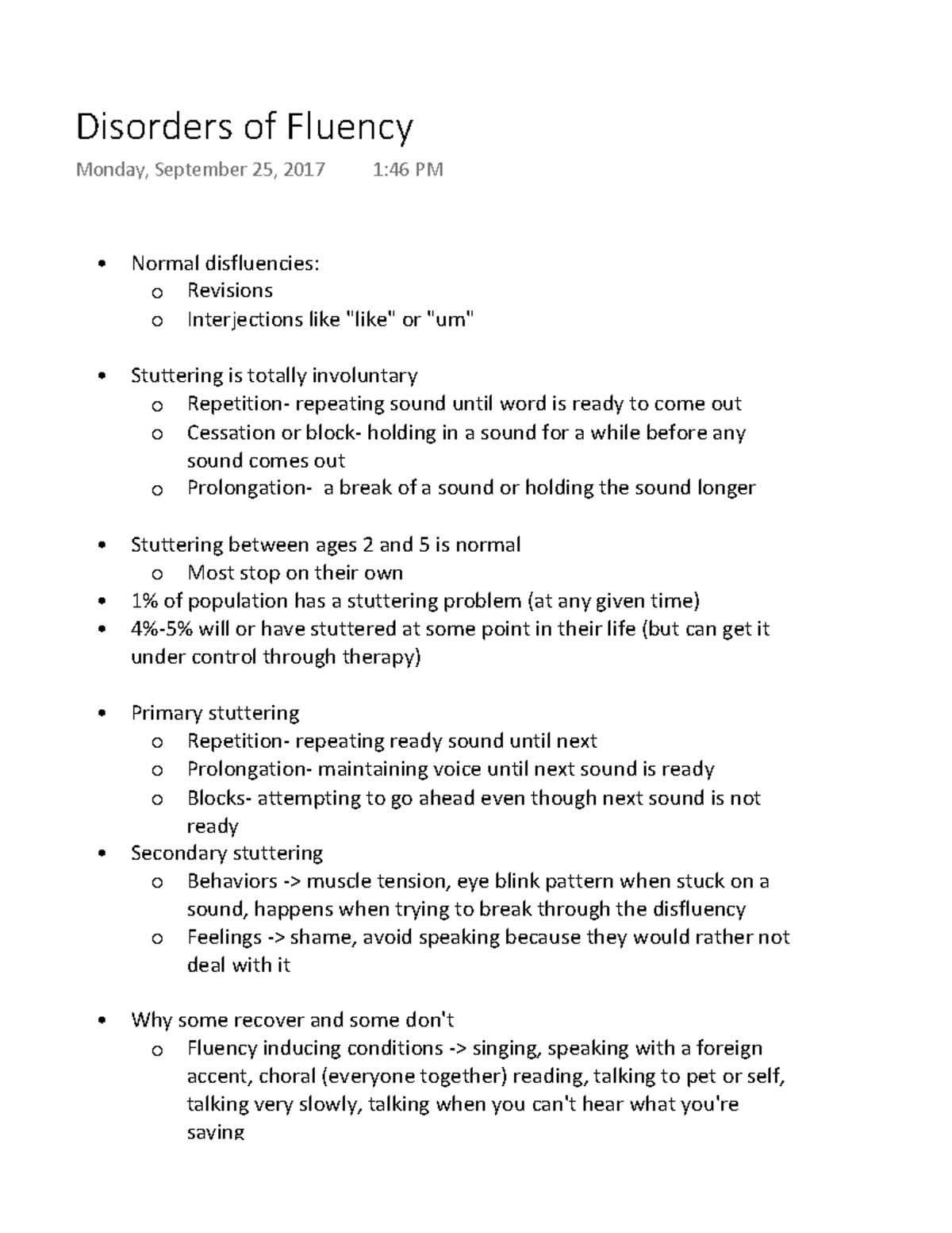 Disorders of Fluency - Normal disfluencies: Revisions Interjections ...