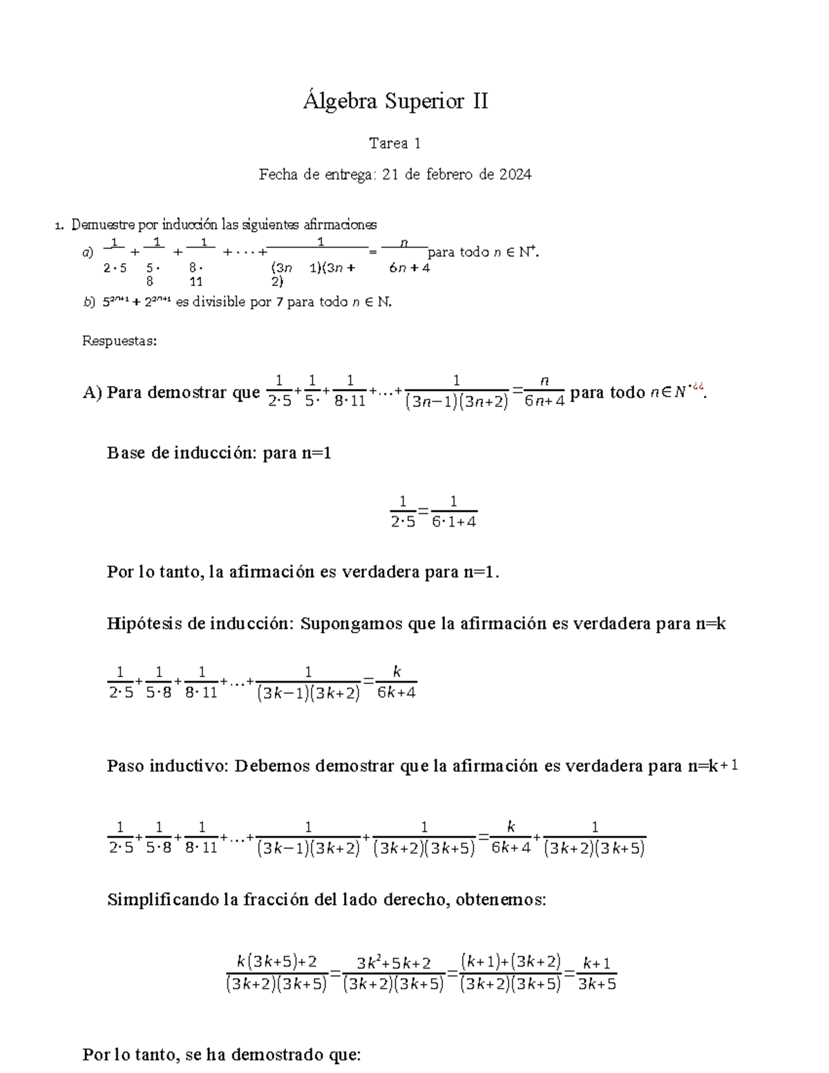 Álgebra Superior II - Tarea 01 - Álgebra Superior II Tarea 1 Fecha de ...
