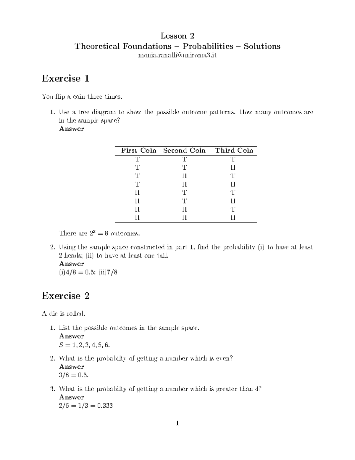 Solutions 2 - Lesson 2 Theoretical Foundations Probabilities Solutions ...