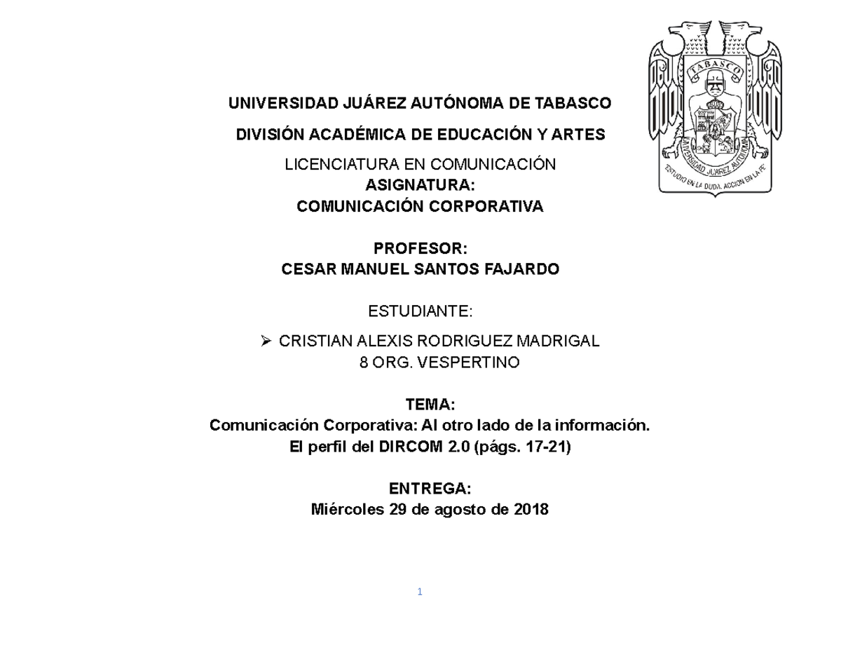 Mapa conceptual 3. El perfil del Dircom - UNIVERSIDAD JUÁREZ AUTÓNOMA ...