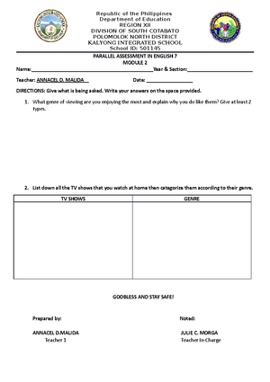 Sample ESP Lesson Plan - Sample Detailed Lesson Plan in English for ...
