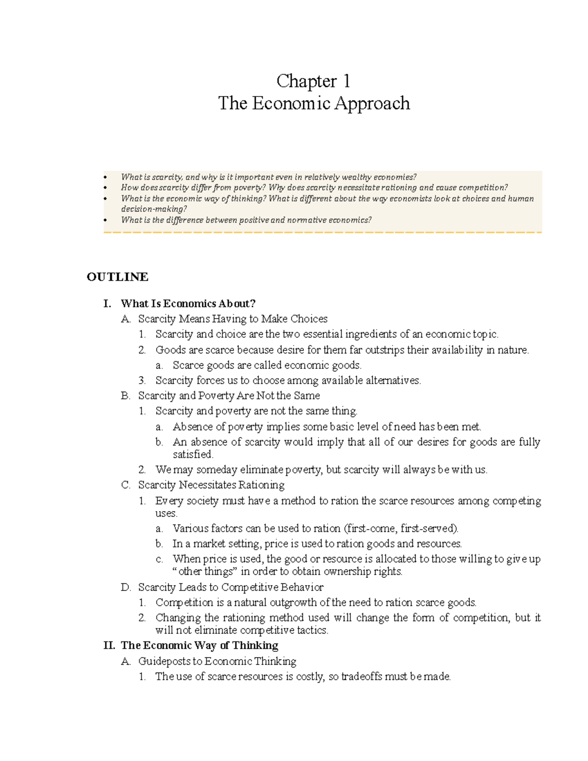 Notes Micro Ch 1n2 - Chapter 1 The Economic Approach What is scarcity ...