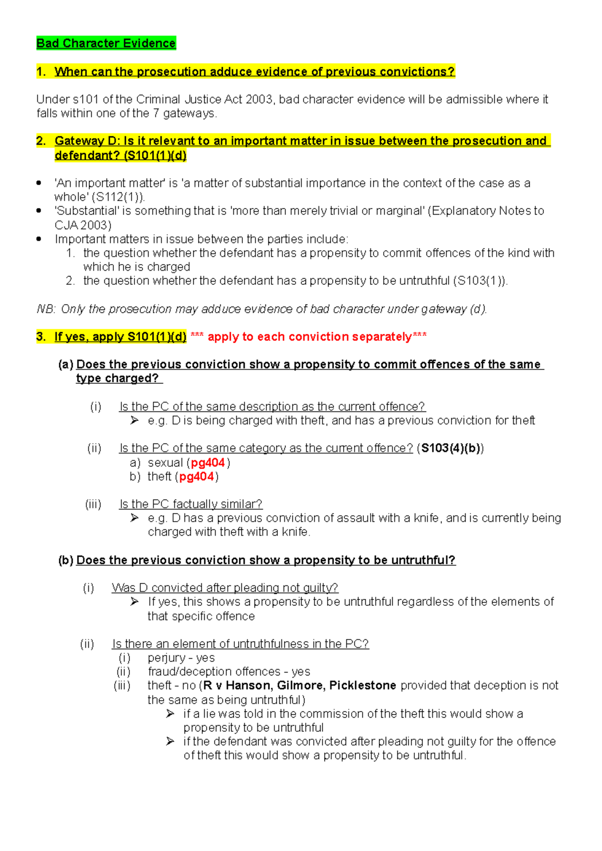 7. Bad Character Evidence - Bad Character Evidence 1. When can the ...