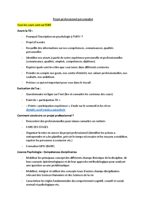 PASS Fiche Projet Professionnel V2 - Objectif : En relation avec les ...