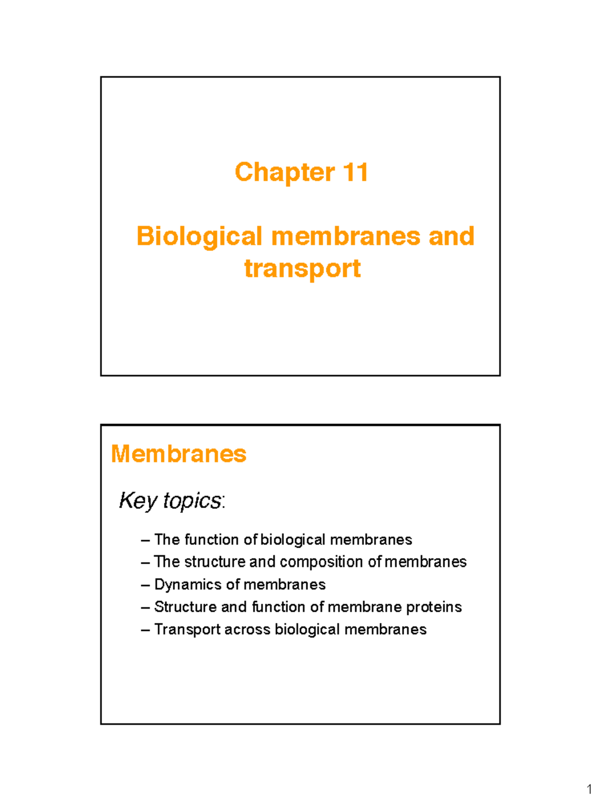 Chapter 11 - Lecture notes 11 - Chapter 11 Biological membranes and ...