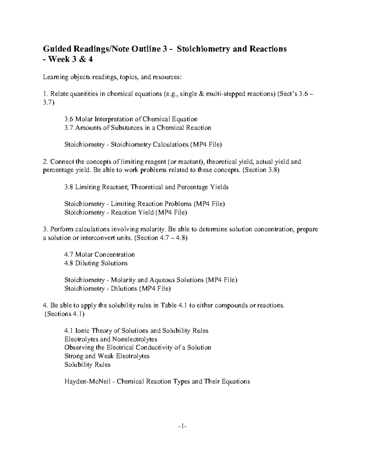 Guided Reading 3 - Stoichiometry and Reactions Week3&4 F2020 - Guided ...