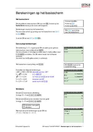 Grafisch rekenmachine uitleg - Berekeningen op het basisscherm Het ...