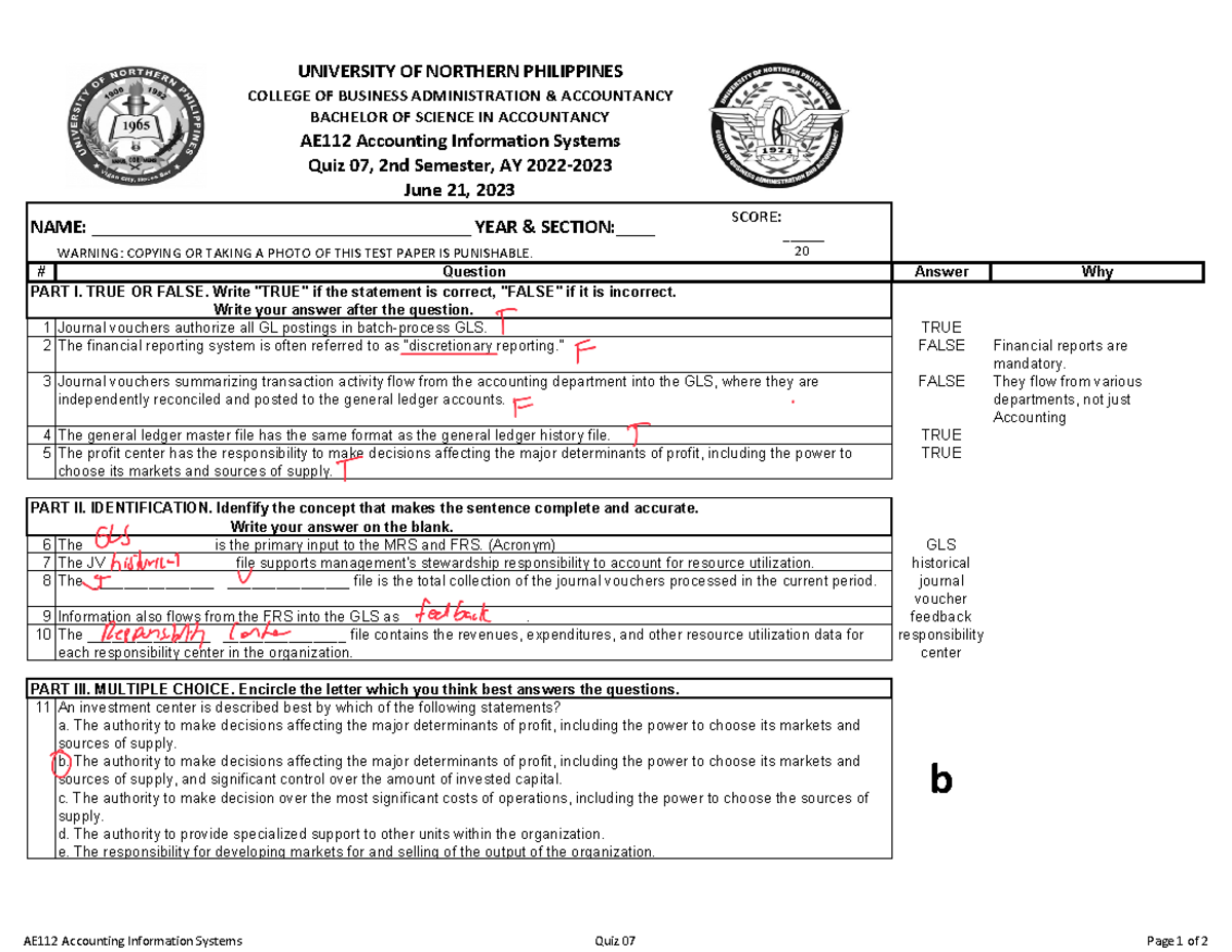 AE112 Quiz 07 Ch05 AY2022 2023 Answer Key - NAME