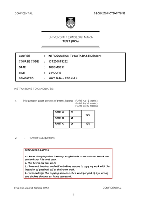 ICT200 JAN 2022 WT [ Question] - UNIVERSITI TEKNOLOGI MARA WRITING TEST ...