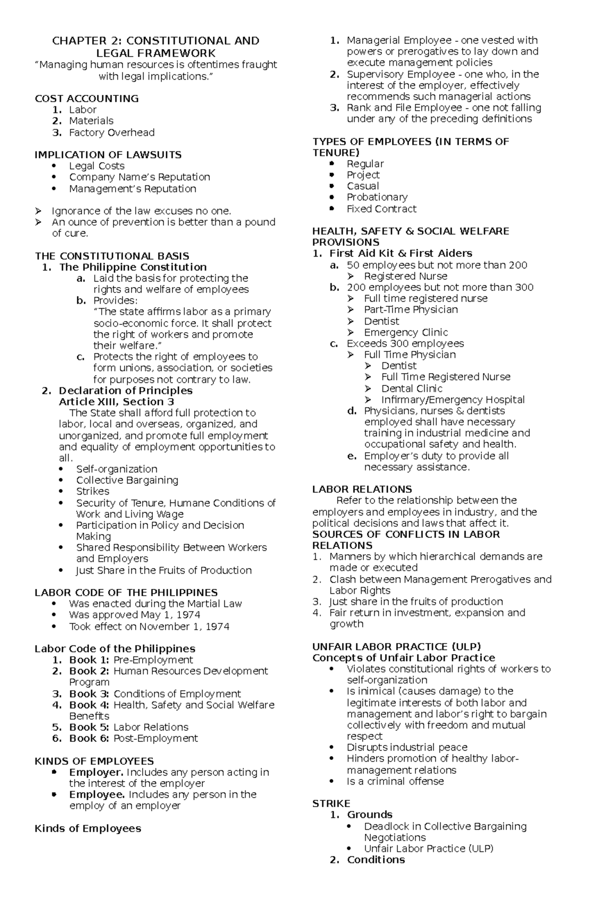 Chap2 HRM Reviewer - n/a - CHAPTER 2: CONSTITUTIONAL AND LEGAL ...