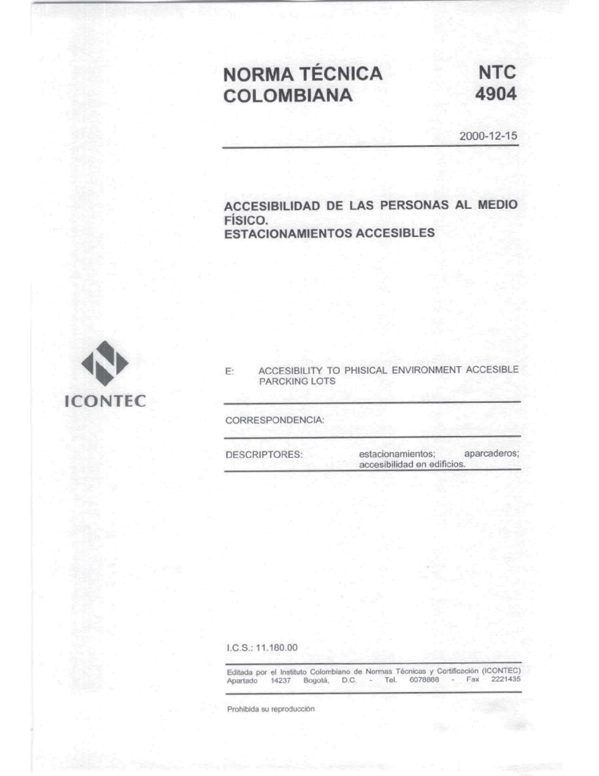 NTC-4904-2000 - Accesibilidad de personas - NORMA TÉCNICA NTC ...