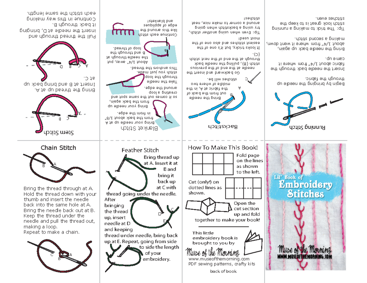 Lil Book Of Embroidery Stitches Printable-Muse Of The Morning - Blanket ...