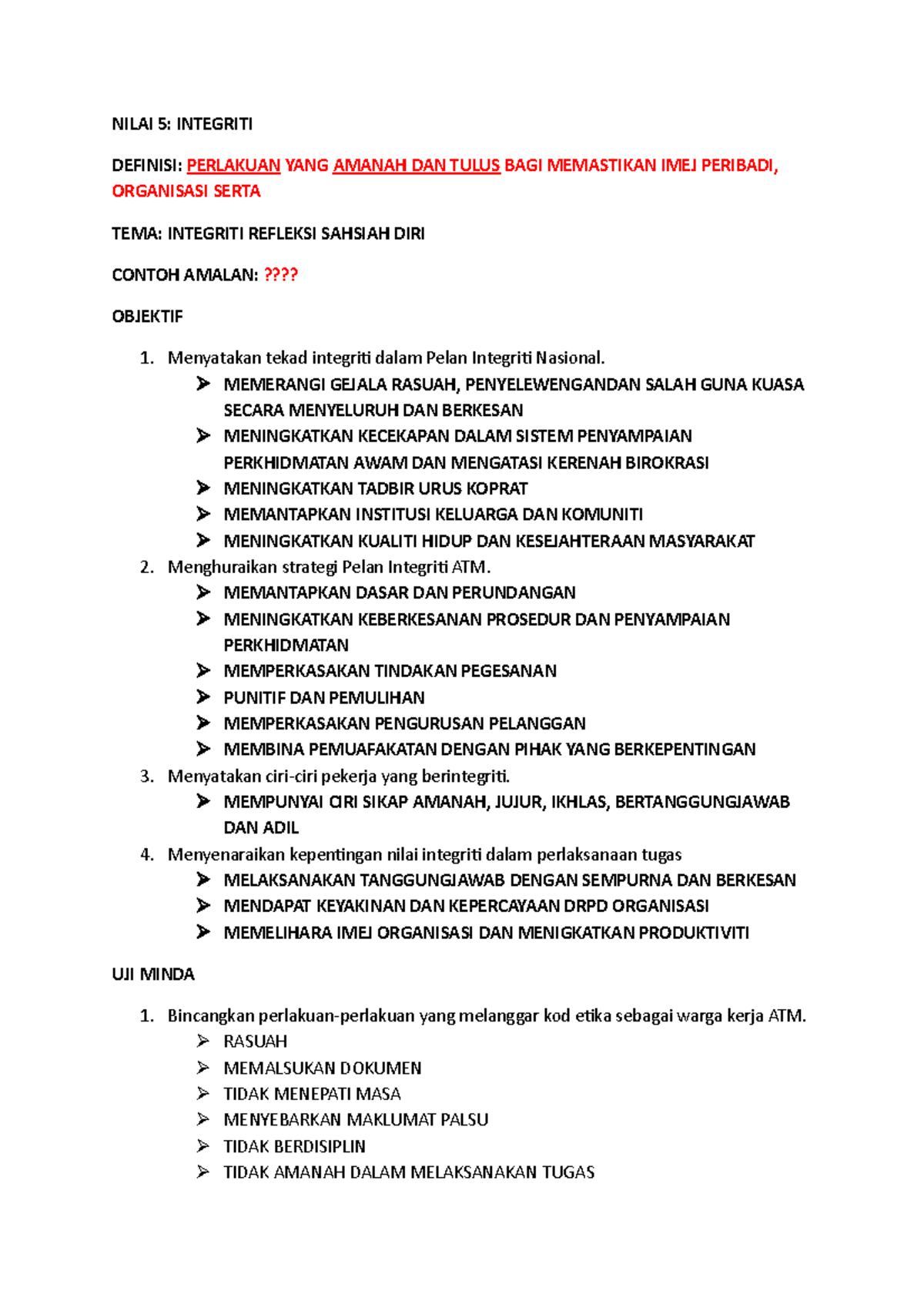 PMET Tahap 3 Nilai 5 Integriti - NILAI 5: INTEGRITI DEFINISI: PERLAKUAN ...