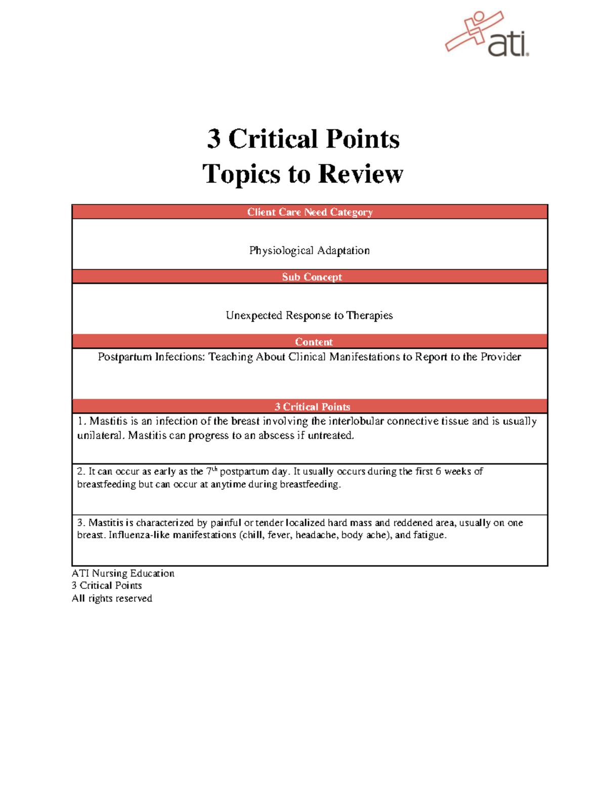 3-critical-points-worksheet - Mastitis - Studocu