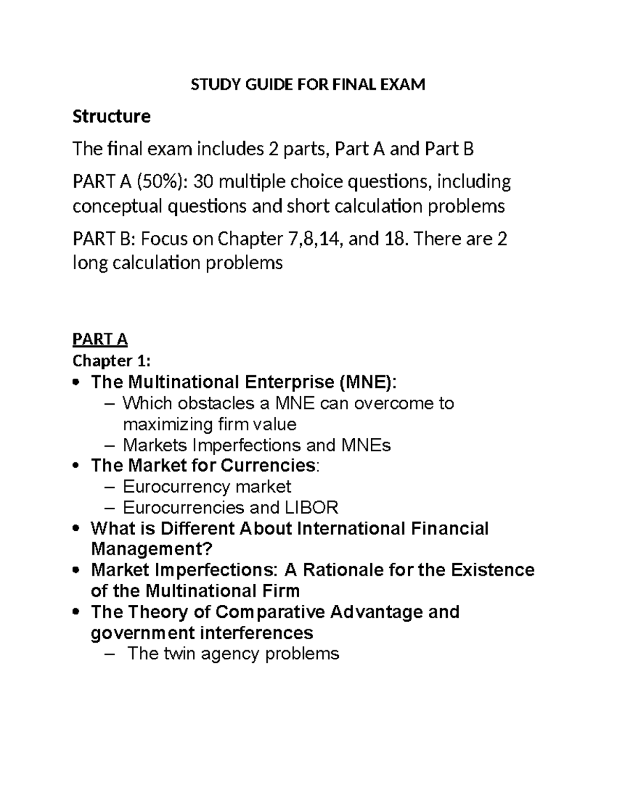 Study guide Final exam S12024-final - STUDY GUIDE FOR FINAL EXAM ...