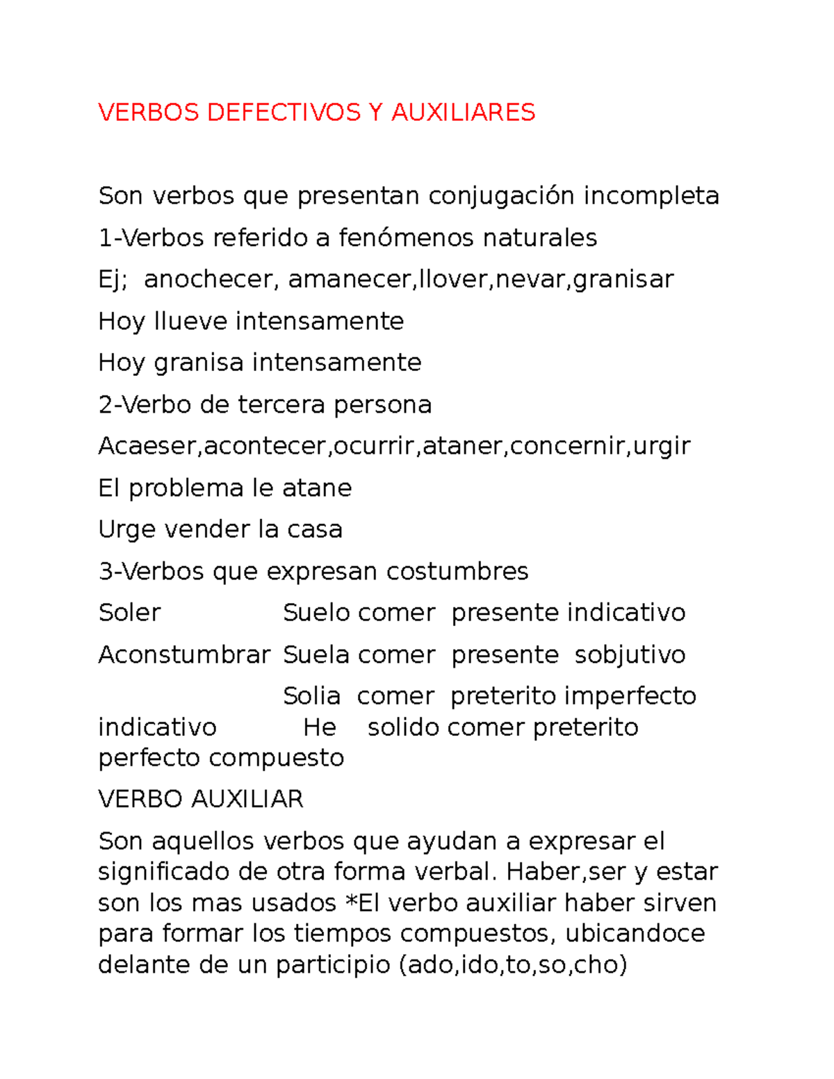 Kiara expocision - exposicion - VERBOS DEFECTIVOS Y AUXILIARES Son ...