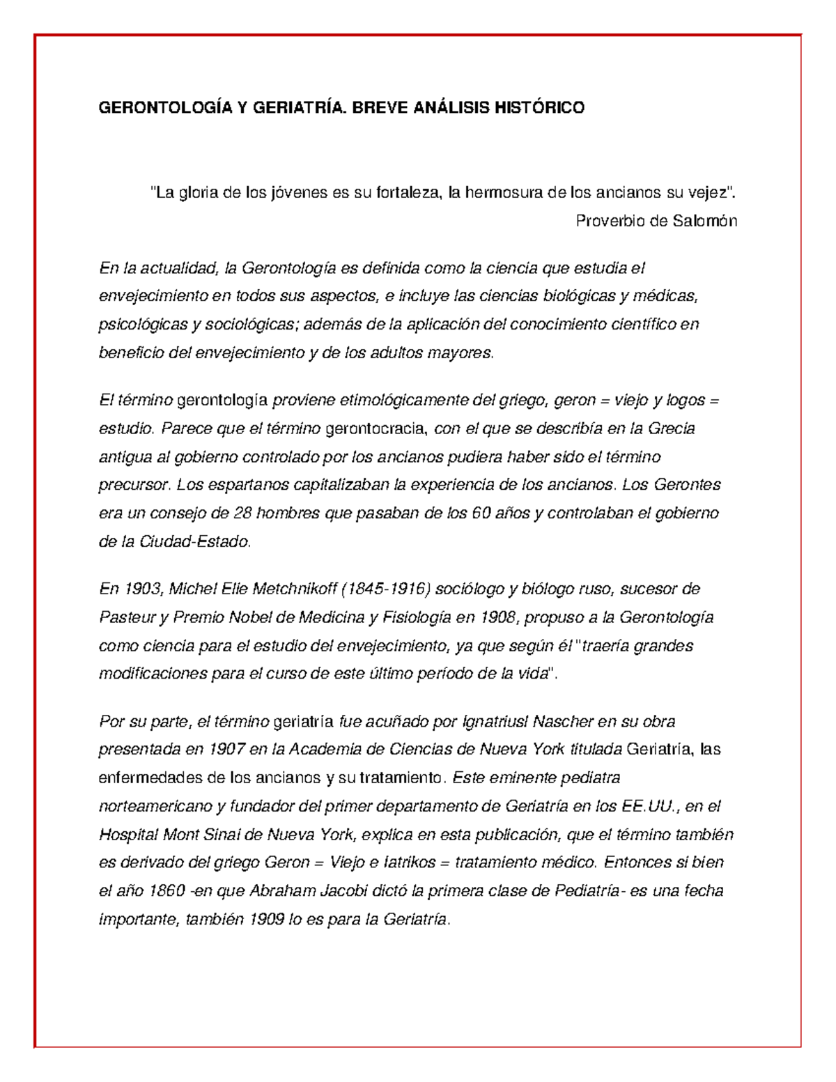 3. Gerontolog-A Y Geriatr-A Breve Analisis Historico - GERONTOLOGÍA Y ...