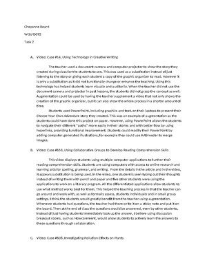 D007 Task 2 - Objective Assessment for Task 2 example. - Cheyanne Beard ...