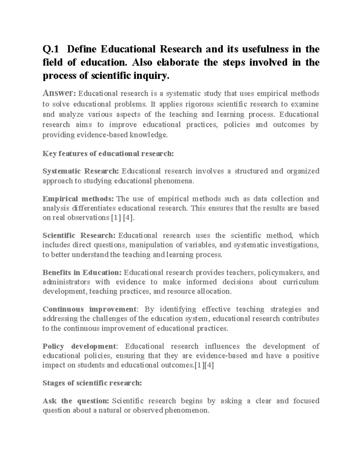 8604 - solved assignment - Q Define Educational Research and its ...