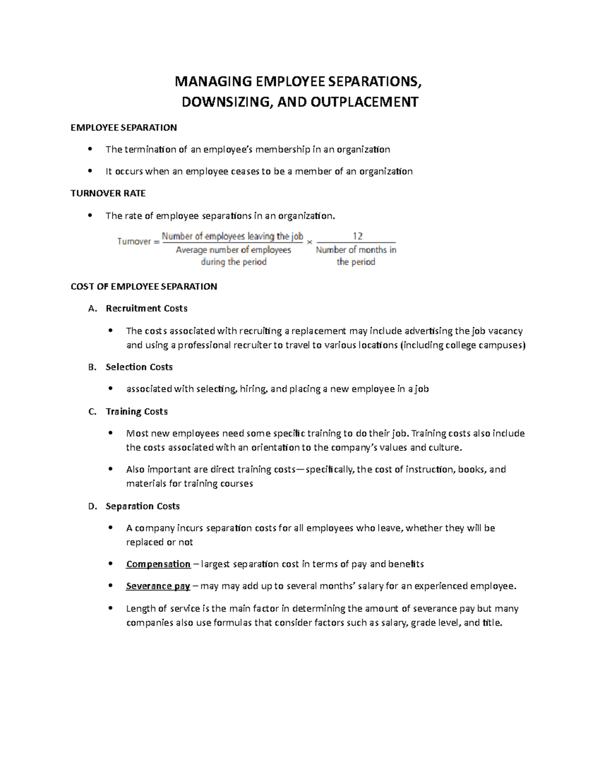Employee Separations - MANAGING EMPLOYEE SEPARATIONS, DOWNSIZING, AND ...