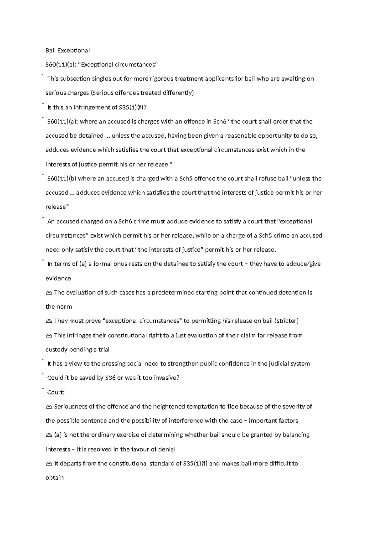 Bail applications Exceptional circumstances Schedule 6 - Bail ...