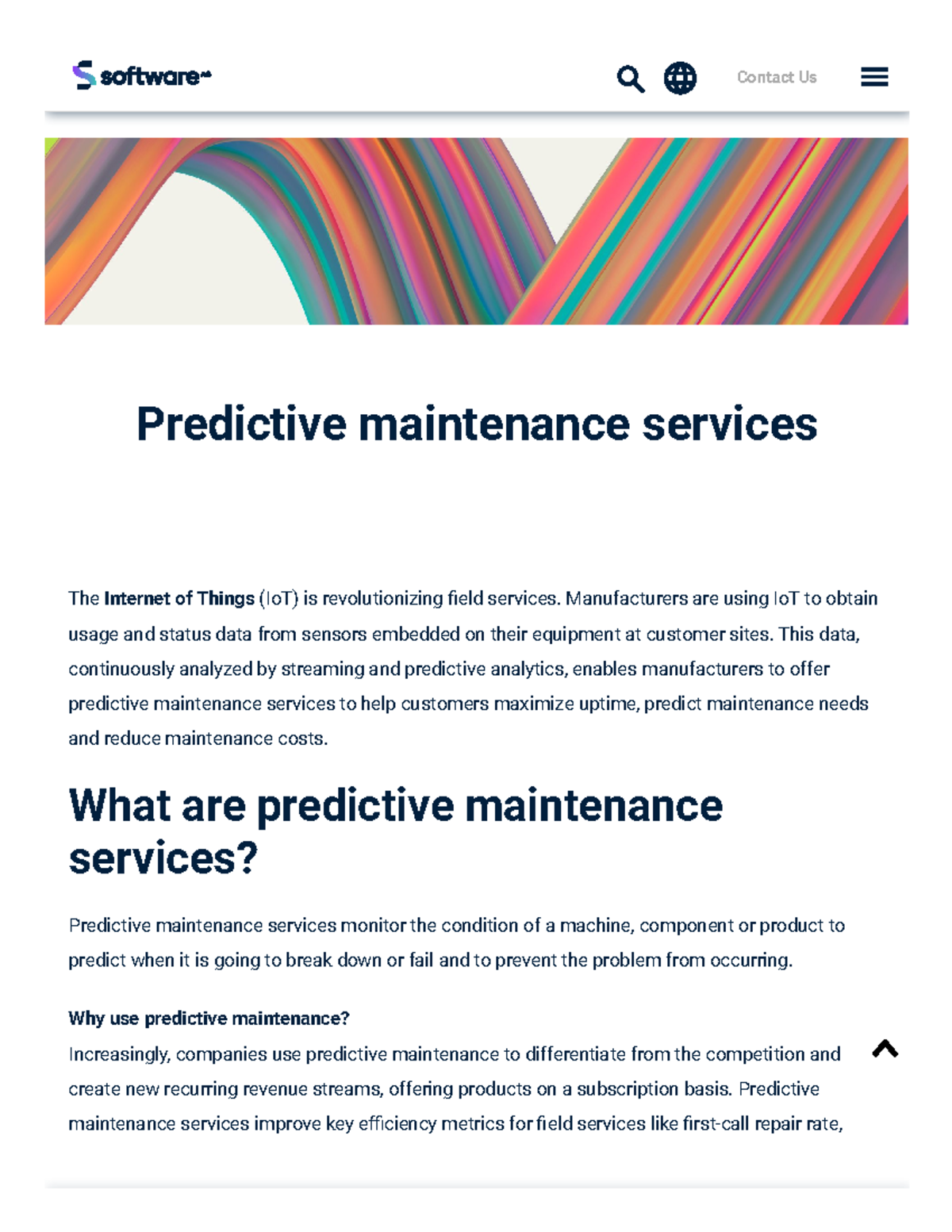 What is Predictive Maintenance Services Software AG - The ** Internet ...