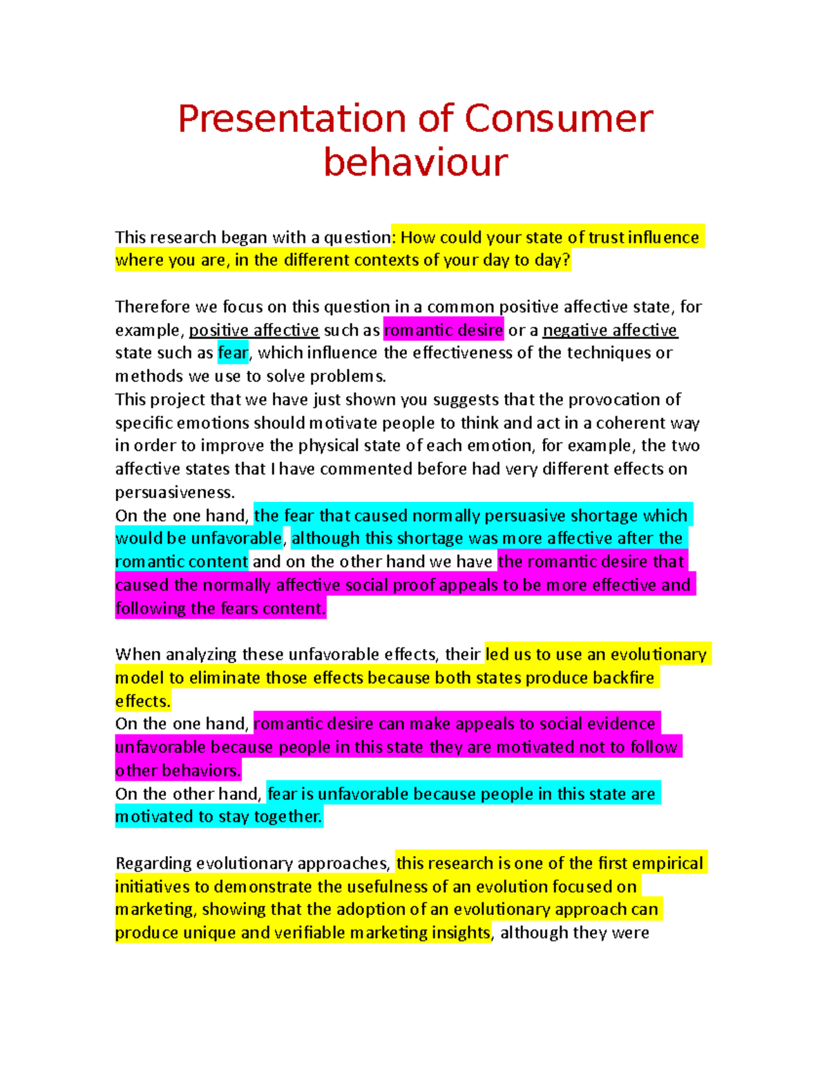 Presentasion of Consumer behaviour - Presentation of Consumer behaviour ...